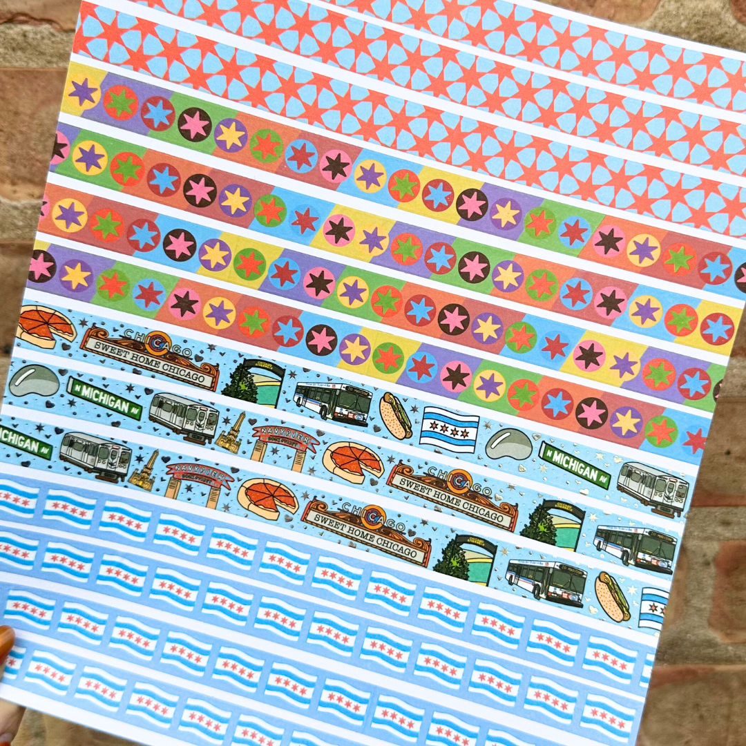 WASHI Bundle - The Chicago Collection - ALL FOUR 15mm Chicago Washi Ro ...